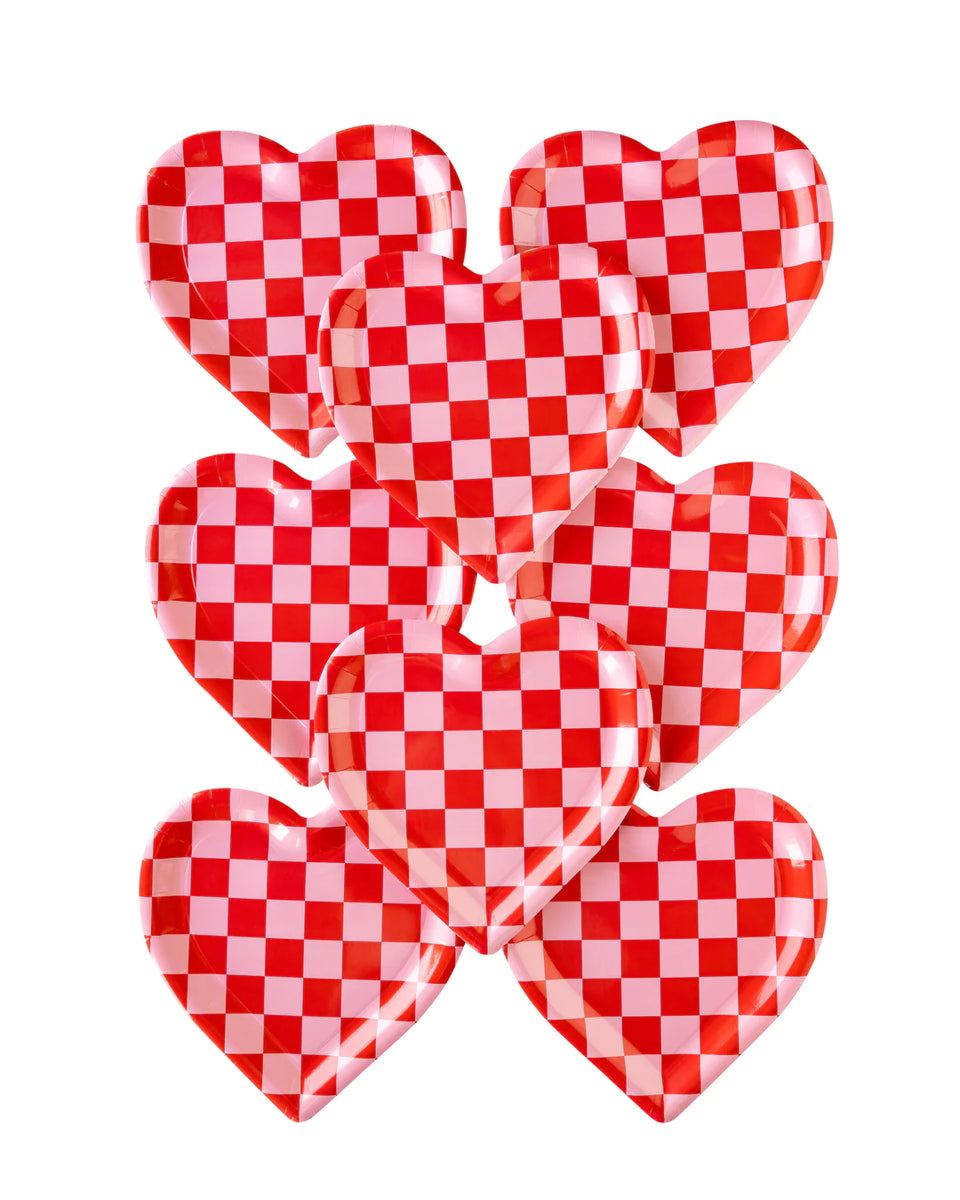 Checkered Heart Shaped Paper Plate – Party Hop Shop