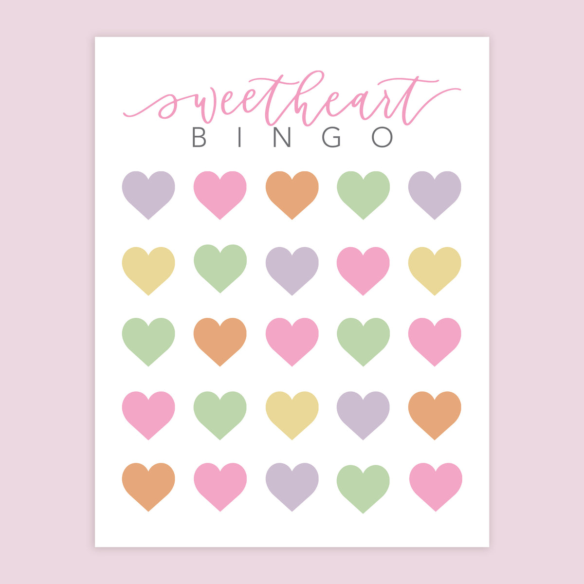 Sweetheart Bingo Printable – Party Hop Shop